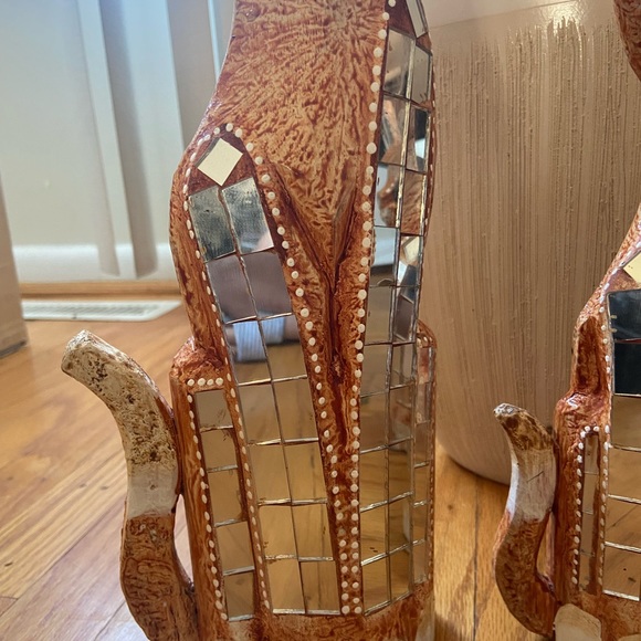Art | Vintage Balinese Wooden Art Hand Carved Tall Cat Statues Standing ...